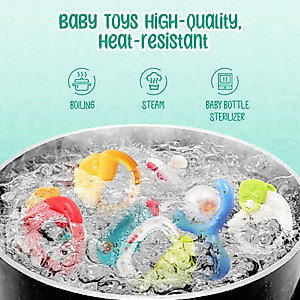 Choomon 10pcs Baby Rattles Set 0-12 Months Baby Teething Toys Infant Grab Shake Rattle, Sensory Teether, Development Learning Music Toy, for Newborn Toys Baby Boy Girl Gifts