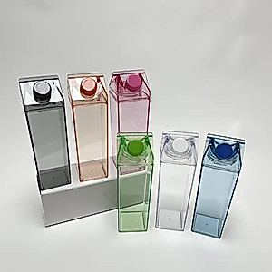 Clear Milk Carton Water Bottle, Aesthetic Water Bottles Square Milk Storing Containers Reusable Water Tumbler Cute Kawaii Water Bottle