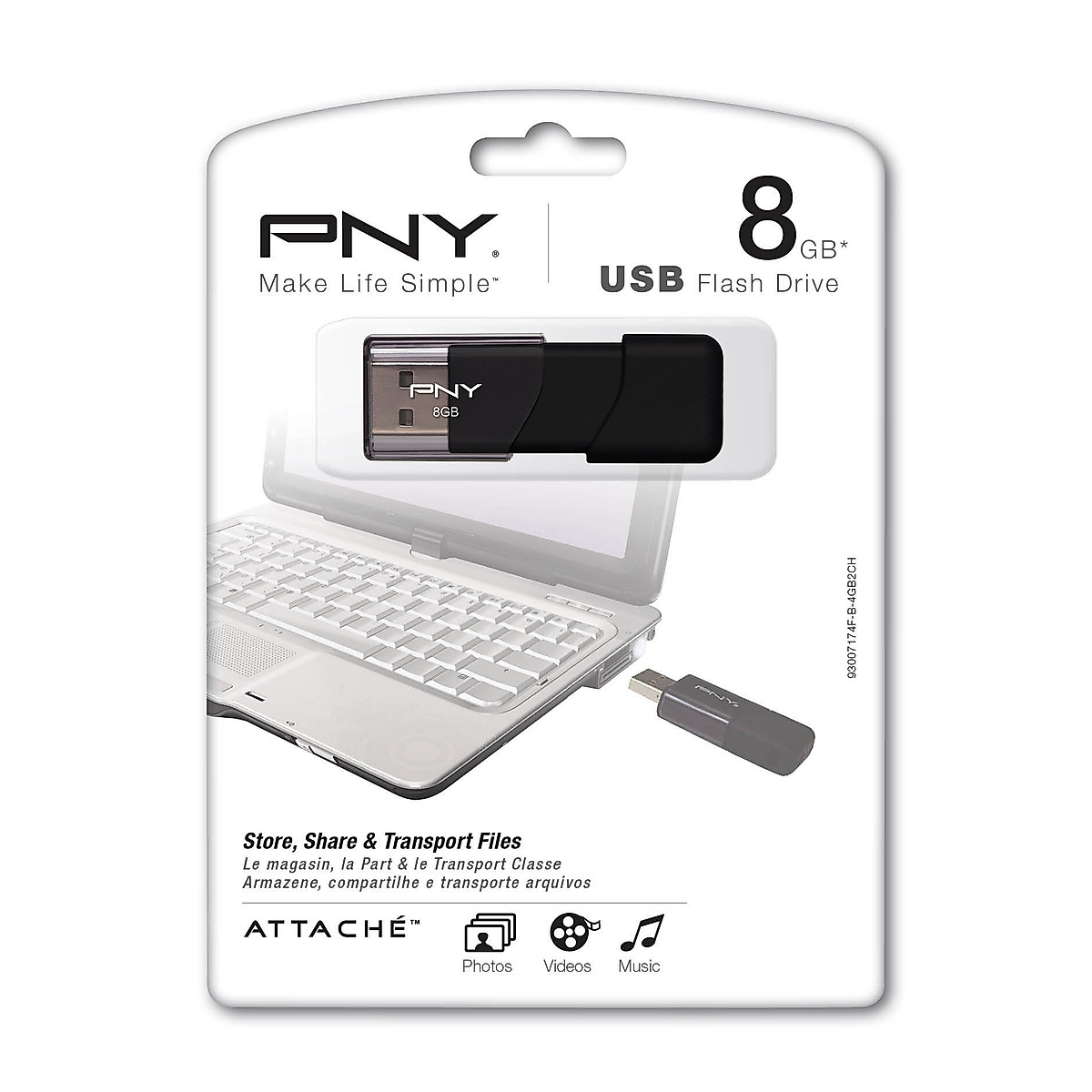 PNY Attache 8GB USB 2.0 Flash Drive - P-FD8GBATT03-GE