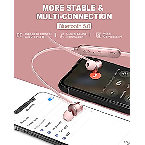 Mubiao Bluetooth Headphones Neckband 20Hrs Playtime V5.0 Wireless Headset Sport Noise Cancelling Earbuds w/Mic for Gym Running Compatible with iPhone Samsung Android