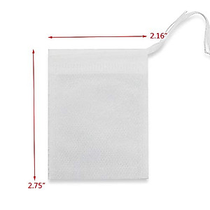 WFPLUS 200pcs Disposable Tea Filter Bags, Empty Cotton Drawstring Tea Infuser for Loose Leaf Teal, 2.16 x 2.75 inch