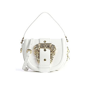 Versace Jeans COUTURE WHITE CROSSBODY MINIBAG WITH GOLD BAROQUE LOGO BUCKLE AND ADJUSTABLE SHOULDER STRAP 74VA4BF2ZS413