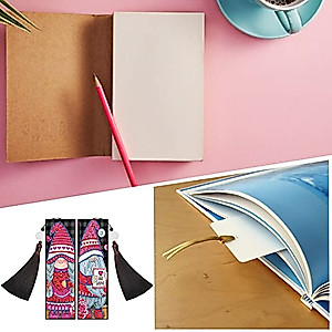 sikiwind Diamond Painting Bookmark, 5D DIY Tassel Bookmark Mosaic Embroidery Craft Bookmark Special Shaped Diamond Painting Creative Leather Bookmarks with Tassel