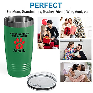 Veterinarian Mint Viking Tumbler 20oz - Veterinarians Are Born In April - Birthday Veterinary Tech Zoology Clinical Doctor Nurse Cat Pet