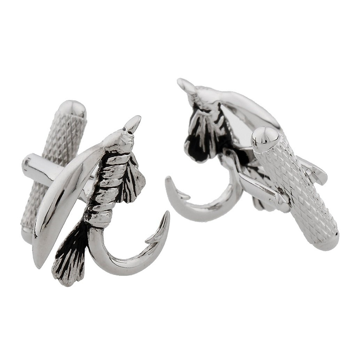MRCUFF Fly Fishing Hook Fish Lure Pair Cufflinks in a Presentation Gift Box & Polishing Cloth