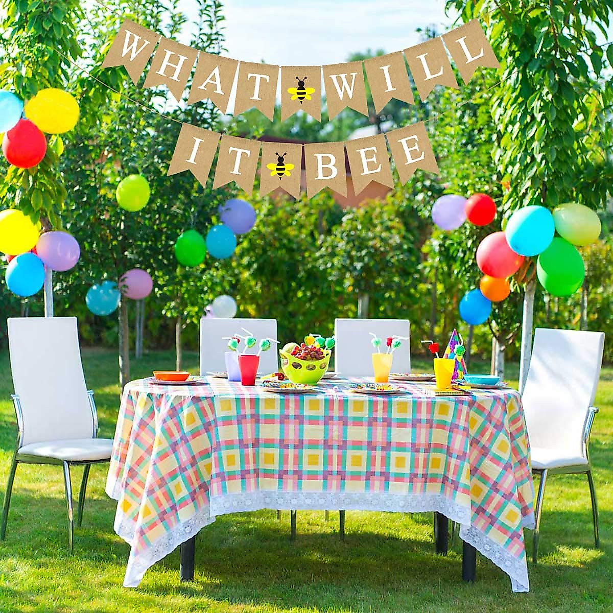 Rainlemon Jute Burlap What Will It Bee Banner Bumble Bee Theme Gender Reveal Boy or Girl Party Garland Decoration