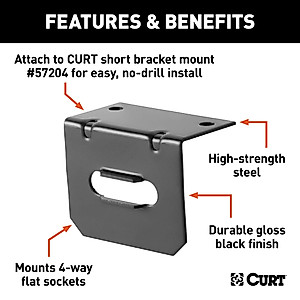 CURT 58300 Vehicle-Side Trailer Wiring Harness Mounting Bracket for 4-Way Flat