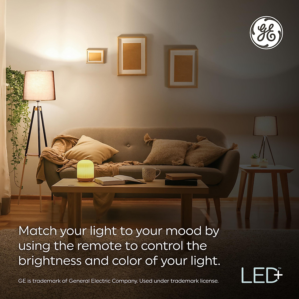 GE LED+ Color Changing Light Bulbs, 18 Colors & 5 Light Modes, No App or Wi-Fi Required, Remote Included, A19 Light Bulb (1 Pack)