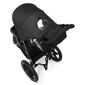 Delta Children Apollo Jogging Stroller - Shock Absorbing Frame with Large Canopy & Recline - Car Seat Compatible, Black