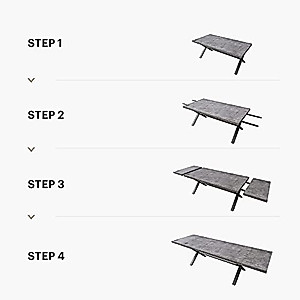 Acanva Expandable Dining Table for 6-8 Seat, Modern Rectangle Design with Extension Leaf for Kitchen Restaurant, Thicker Top and Carbon Steel Pedestal, 74.9''(+40)Wx37''Dx30''H, Dark Grey
