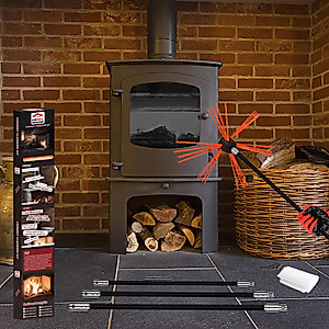 Cleancraft 39 Feet Chimney Sweep Kit, Chimney Cleaning Kit with 12 Flexible Black Chimney Rods, Chimney Brush, Rotary Chimney Cleaning System Driven by Drill