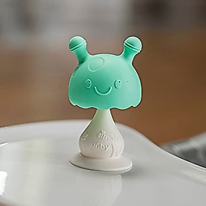 Nuby Super Soft Silicone Teether with Suction Base | Visually Stimulating and Easy to Grasp | Ideal for Infants 3 Months and Up, Soothing and Stimulating Gums