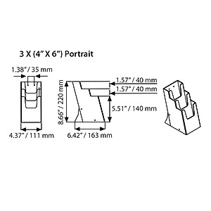 M&T Displays Clear Acrylic Brochure Leaflet Holder 4x6 Inch 3 Tier 3 Pockets Countertop Desktop Literature Rack Pamphlet Leaflet Flyer Card Display Stand Desk Organizer