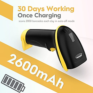 NADAMOO Wireless Barcode Scanner Compatible with Bluetooth, Handheld USB 1D Cordless Laser Bar Code Reader for Inventory, Work with Windows/Mac OS/Linux Computer, Made for iPhone, iPad, and Android