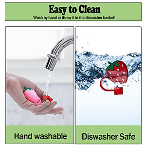 WELTAZ 2 Pack Strawberries Straw Covers Cap Compatible with Stanley 14oz&20oz&30oz&40oz Tumbler,Food Grade Silicone Cute Straw Topper, Straw Protectors For 10mm Straw