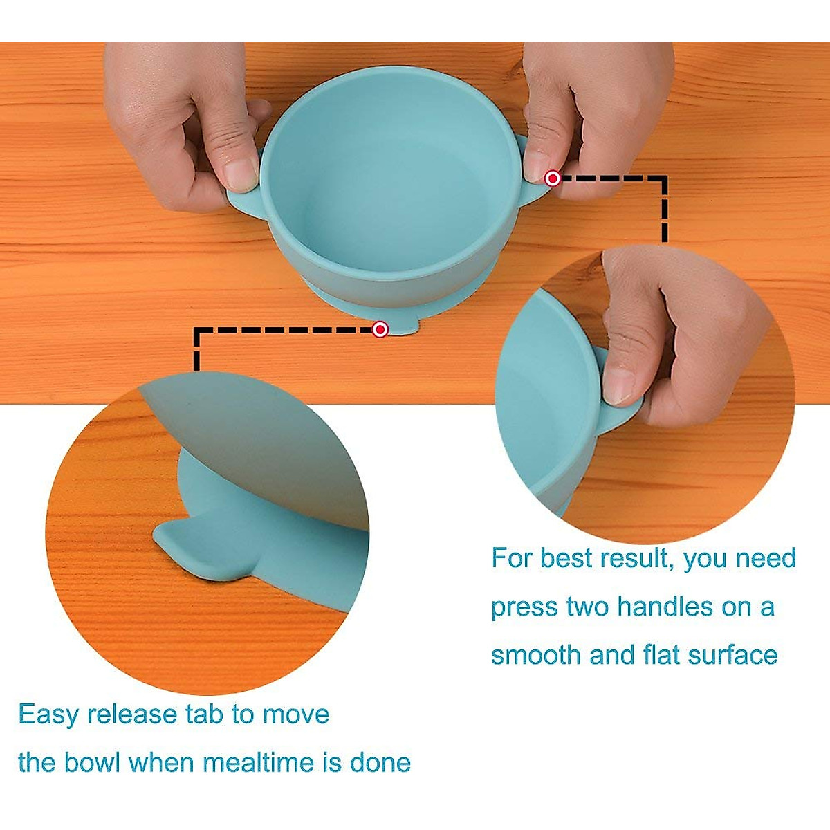 2 Pack Silicone Baby Bowls with Super Suction, Silicone Stay up Food Bowl for Kids and Toddlers with Improved Super Suction Base