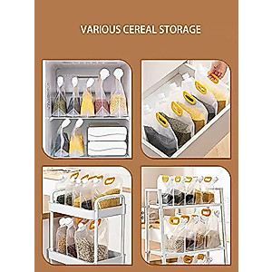 Cereal Containers Storage, 6pcs Airtight Food Storage Containers With Lids and Funnel Large Reusable Clear Food Storage Bags Stand Up Grain Moisture-Proof Sealed Bag for Rice Flour Kitchen Grain