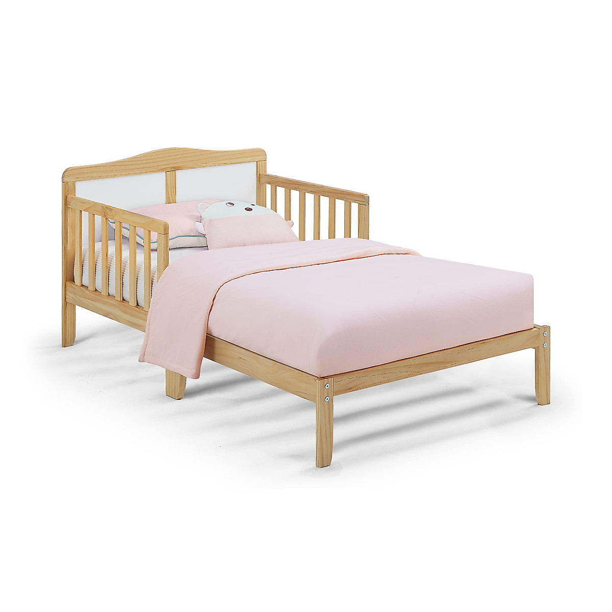 CITYLIGHT Toddler Bed Frame with Safety Guardrails, Solid Wood Toddler Bed for Kids, Boys & Girls, Easy to Assemble- Greenguard Gold Certified, Natural/White