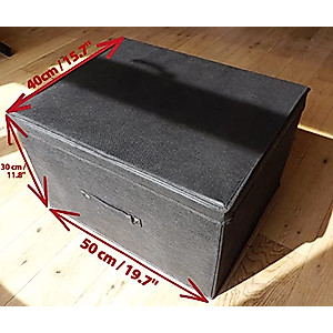 Neusu Foldable Storage Box Heavy Duty 19.7" x 15.7" x 11.8" - Cupboard, Closet, Underbed, Wardrobe Storage Boxes - 60L Stackable Large Storage Box With Lid For Clothes, Toys, Office Supplies - Black
