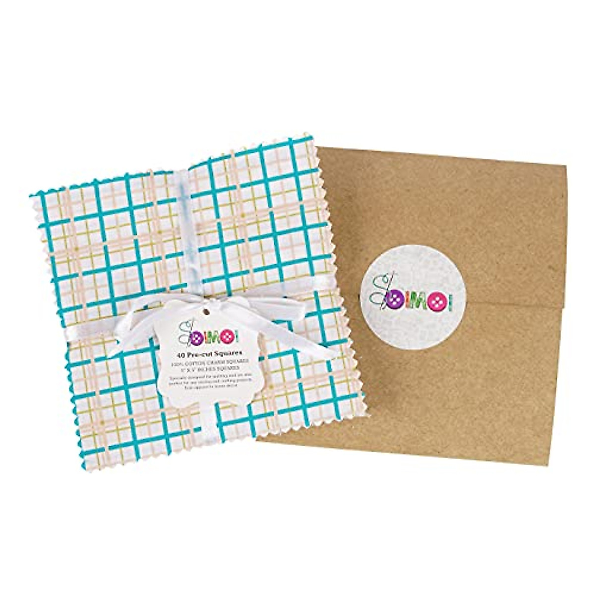 Soimoi Check Print Precut 5-inch Cotton Fabric Quilting Squares Charm Pack DIY Patchwork Sewing Craft- Turquoise Blue