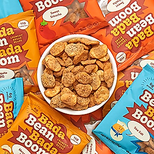 Bada Bean Bada Boom Plant-Based Protein, Gluten Free, Vegan, Crunchy Roasted Broad (Fava) Bean Snacks, 110 Calorie Packs, The Classic Box Variety Pack, 1 Ounce (Pack of 24)