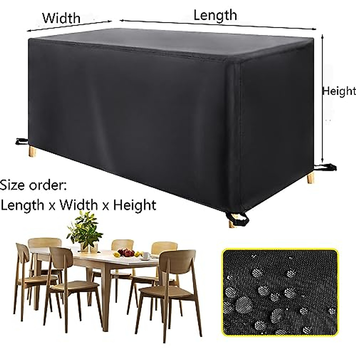 HSFFBHFBH Outdoor Garden Furniture Covers Waterproof - 84x52x28in (LxWxH) Black 420D Oxford Windproof Covers for Garden Furniture Rattan Table and Chair Outdoor Patio Table Covers