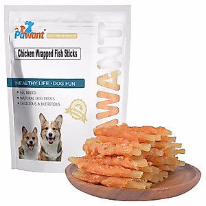 Pawant Dog Treats Soft Chews Rawhide Free Chicken Wrapped Cod Sticks for Puppy Training Snacks Dog Chews Treats 1lb/454g