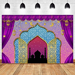 Aladdin Backdrop Photography Arabian Moroccan Nights Birthday Party Magic Genie Indian Luxurious Photo Background Princess Baby Shower Vinyl 7x5ft Photo Booth Studio Props