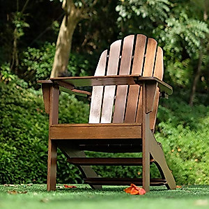 Cambridge Casual Bentley Adirondack Chair with Tray Table, Solid Wood/Natural Brown