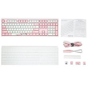 Varmilo Gaming 108 Key Cherry Blue Mx Switches Sakura White Keycaps and Pink Keycaps Dye Sublimation Printing Mechanical Gaming Keyboard VA108M VA108MC2N/WP88V