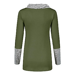 Women's Pullover Hoodie Funnel Neck Long Sleeve Hooded Sweatshirt Colorblock Patchwork Drawstring Top Blouse