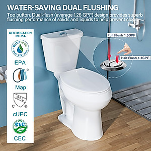 HOMLYLINK 21 Inch Extra Tall Toilet for Seniors, Elongated High Toilet, Comfort Bowl Height Toilet for Bathroom, Two-Piece Dual Flush 1.1/1.6 GPF, 12” Rough In,White, Elongated Oval Bowl