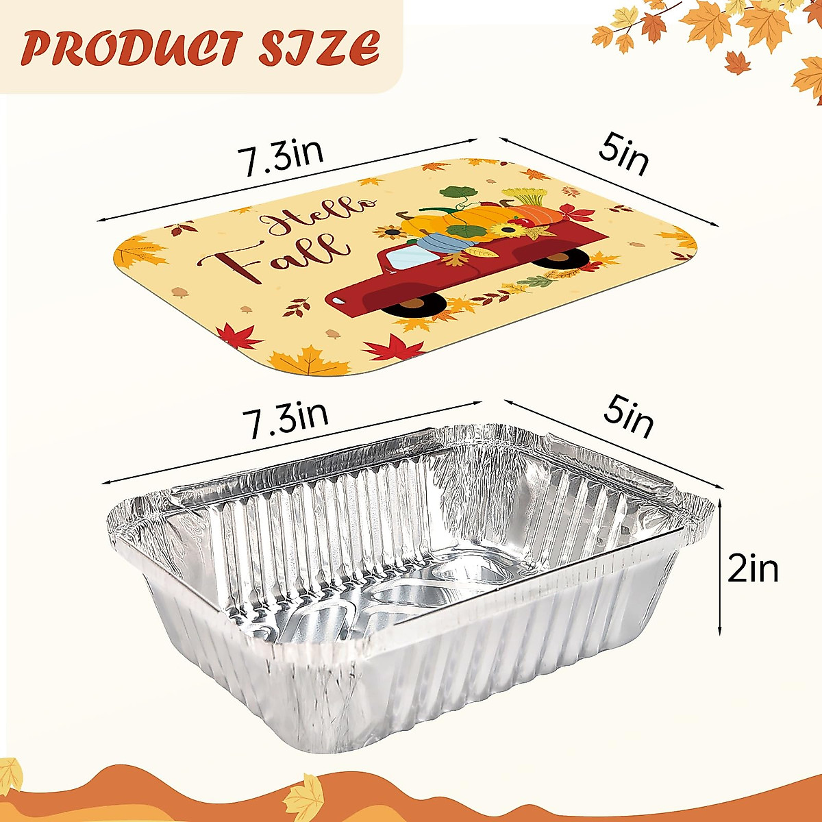 RGQSUN 40 Pcs Thanksgiving Tin Foil Containers with Lids,Disposable Loaf Pans Aluminum Foil Pans for Cooking,Tin Takeout Containers Foil Food Containers for Fall Autumn Party Leftovers