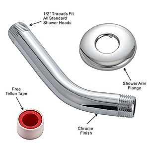 Eolax 6 Inch Shower Arm and Flange, Made of Stainless Steel, Wall-Mounted For Fixed Shower Head & Handheld Showerhead Mounts (6" Chrome)