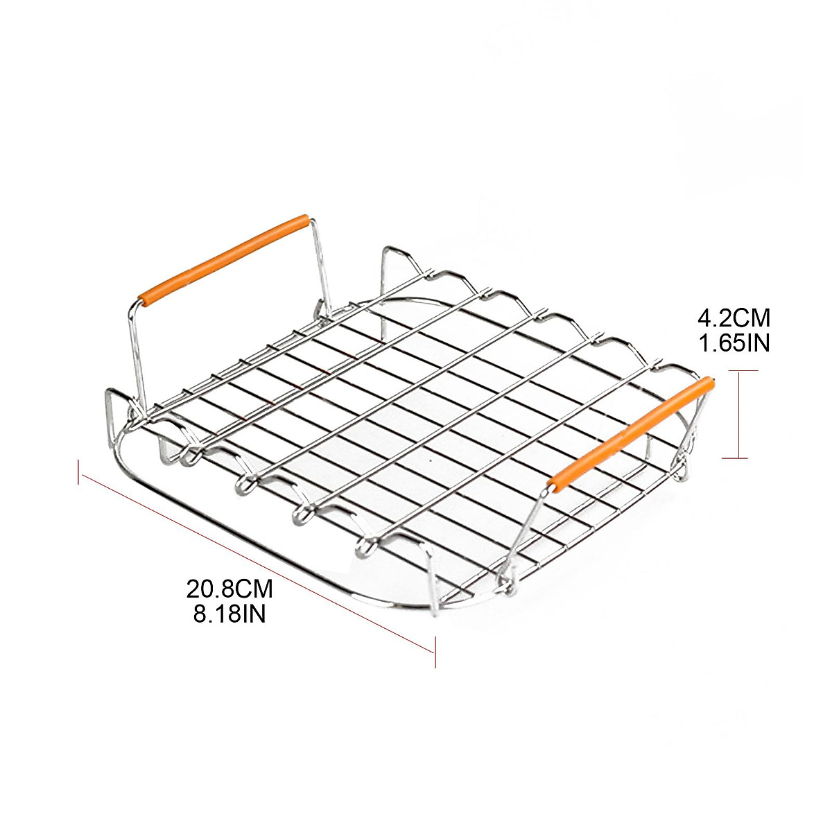 Bottone Stainless Steel Air Fryer Basket Barbecue Grill Holder Dehydrator Racks for Grill Fries Bacon Chicken Oven Press Cooker Air Fryer Square Grill Holder Basket Multiple Cooking Kitchen Appliance