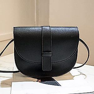 Leather Bags for Women Crossbody Purse Shoulder Bag Satchel Ladies Bag Casual Small Artificial Leather Shell Bag for Women, Black