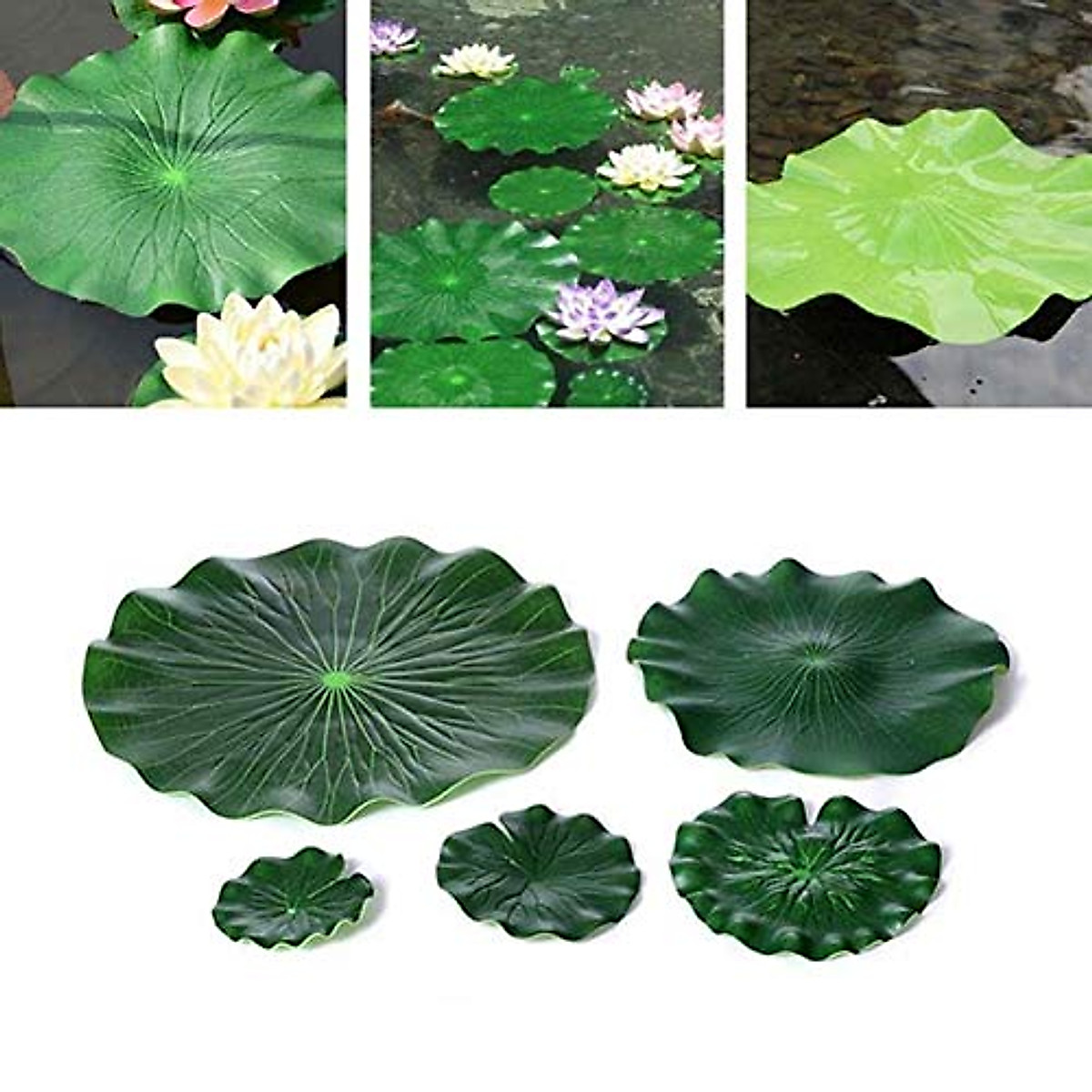 Cabilock 20pcs Artificial Lotus Leaf Floating Lotus Leaves Green Lily Pads Foliage Pond Decor Aquarium Tank Fake Leaves 18cm