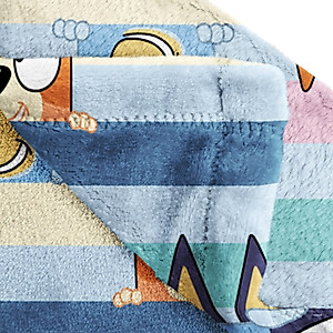 Bluey and Bingo Plush Throw Blanket - Measures 46 x 60 Inches - Kids Super Soft Striped Fleece Bedding
