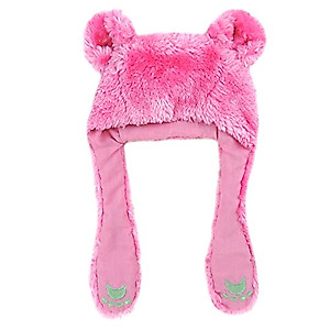 Sophia's 18" Doll 4 pc. Winter Outfit with Hot Pink Nylon Zipped Jacket, Bear Faux Fur Hat and Boots, and Hot Pink and Gray Striped Leggings