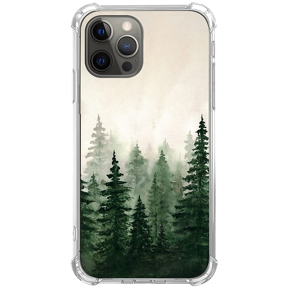 Sundwugzh Watercolor Tree Spruce Case Compatible with iPhone 13 Pro Max, Green Forest Nature Art Case for iPhone 13 Pro Max for Teen Men Women, Trendy Cool TPU Bumper Case Cover