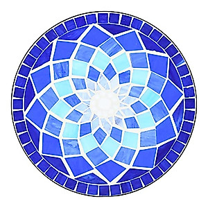 Tangkula 22”H Mosaic Plant Stand, Folding Outdoor Side Table, Round Patio End Table, 14” Ceramic Tile Top Metal Frame, Small Bistro Coffee Table, Outdoor Indoor Accent Table for Porch Garden Balcony