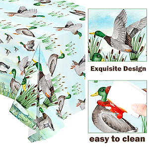 Mallard Duck Party Tablecloths One Lucky Duck Party Table Decorations Mallard Duck Theme 1st Birthday Decoration for Duck Hunting Birthday Party Decor Duck Hunter Baby Shower Supplies