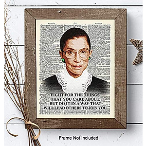 Ruth Bader Ginsburg Wall Art Print - Inspirational Quote Dictionary Home Decor Picture - Upcycled Motivational Decoration for Office, Living Room, Apartment - Gift for RBG Fans - 8x10 Poster