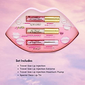 Too Faced Lip Injection Plump Challenge Instant & Long-Term Lip Plumper Gift Set: Lip Injection Plumping Lip Gloss, Extreme Lip Plumper, Maximum Plump Extra Strength Lip Plumper, 3 Count (Pack of 1)