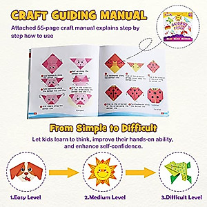 pigipigi Craft Origami Paper for Kids - 208 Sheets Vivid Colorful Folding Papers 54 Patterns Art Projects Kit for 5 6 7 8 9 10 11 12 Years Old Girl Boy Teen Birthday Gift Preschool Educational Toy