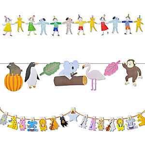 Woodland Creatures Banner 50FT Forest Animal Friends Garland Baby Shower Decor Birthday Party Supplies Decoration Wild Birthday Decorations Banner Garland with 34 PCS Animal and Characters Paper Cutouts