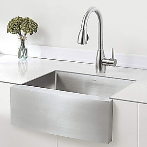 ZUHNE Stainless Steel Farmhouse Kitchen Sink (24-Inch Apron Front, 16-Gauge Small Bowl)