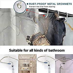 Jauiegu Shower Curtain Set, Marble Bathroom Accessories, 4 Piece Bathroom Decor Sets with Rugs and Waterproof Shower Curtains, 12 Hooks, Abstract