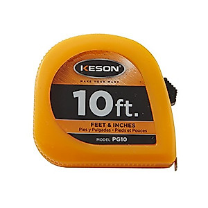 Keson PG10 Short Tape Measure with Lacquer Coated Steel Blade (Graduations: ft., in.), 1/4-Inch by 10-Foot