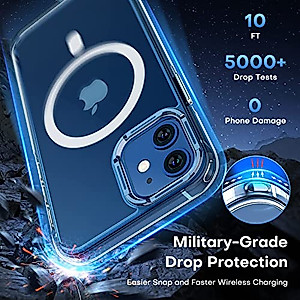 TAURI 5-in-1 Magnetic for iPhone 12 Case for iPhone 12 Pro Case [Designed for Magsafe], with 2 Screen Protector +2 Camera Lens Protector [Not-Yellowing] Case for iPhone 12/12 Pro, Clear